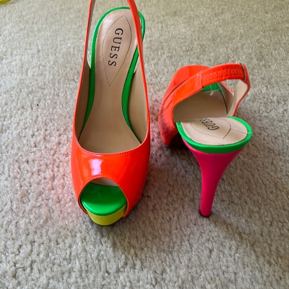 Guess | Shoes | Neon Colored High Heel Sling Back | Poshmark